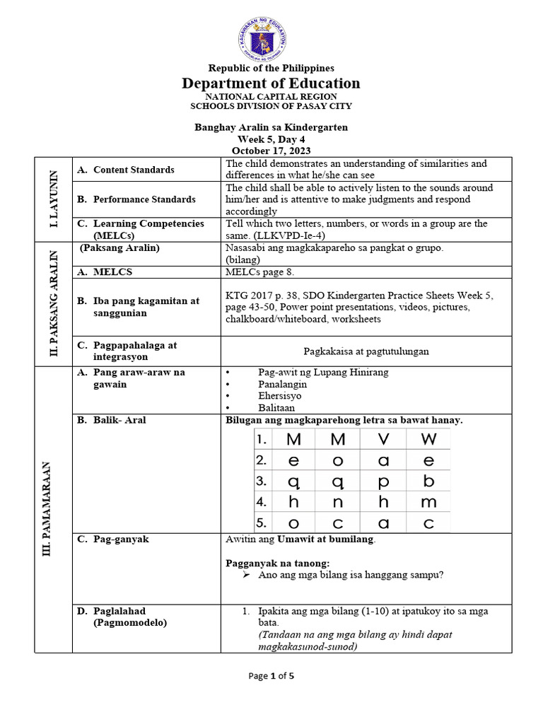 DLP-CO 1 QUARTER 1 WEEK 5 Day 4 | PDF