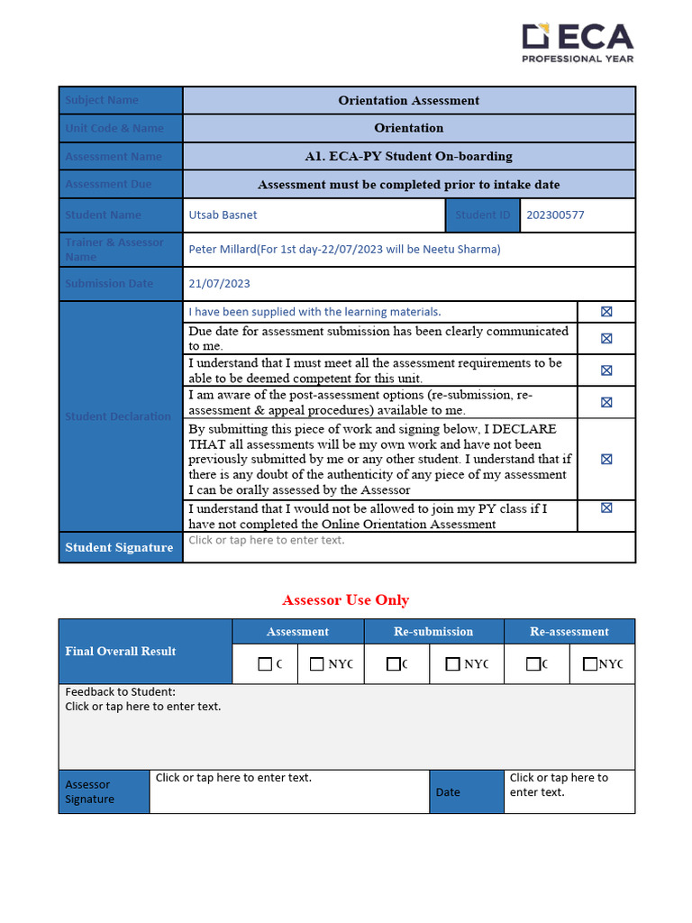 Asessment Week 1 V2020.10 | PDF | Internship | Job Hunting