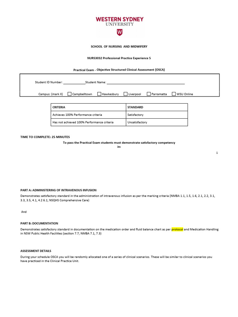 #PPE 5 OSCA criteria sheet IV infusion 2023 (2)(1) | PDF | Intravenous ...