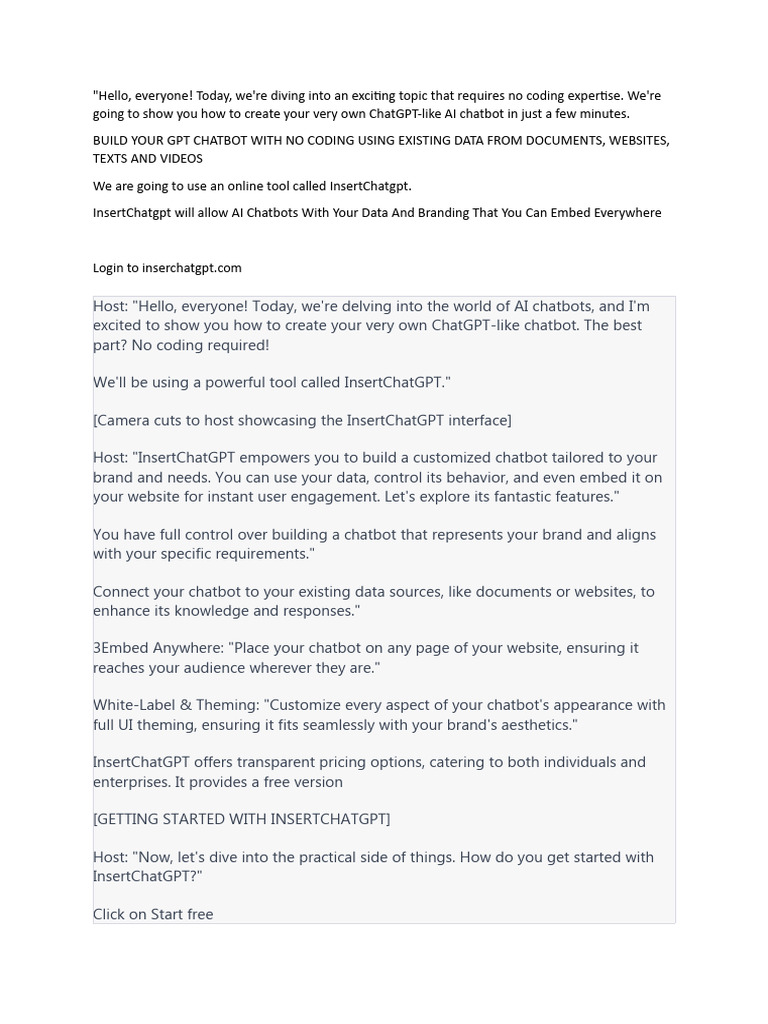 Inserchatgpt video script | PDF | Information Technology | Cyberspace