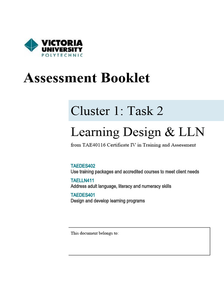 CLUSTER 1_TASK 2_v3_Jan2020 (1).docx updated | PDF | Instructional Design | Learning