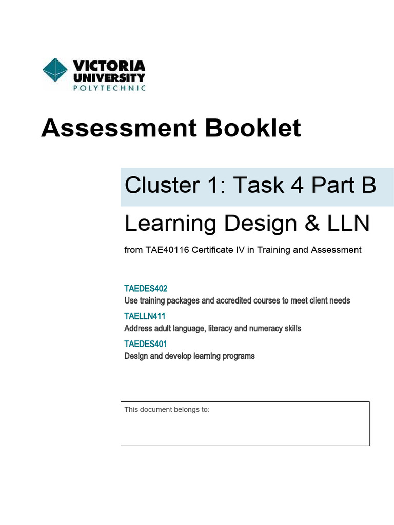 CLUSTER 1_TASK 4_PART_B_v3_Jan2020-3-2 | PDF | Instructional Design | Human Communication