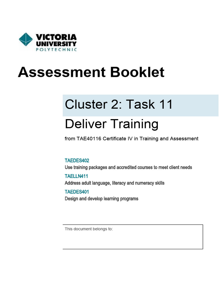 CLUSTER 2 - TASK 11 - v3 - Jan2020 | PDF | Learning | Experience