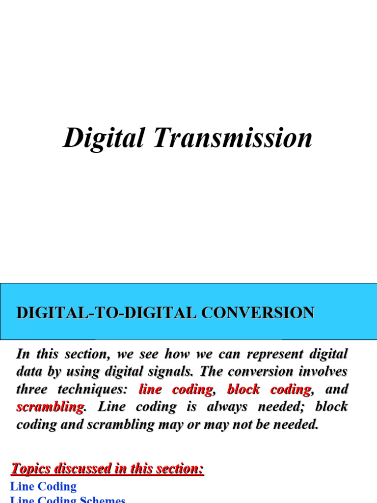 Digital Transmission | PDF | Sampling (Signal Processing) | Bandwidth ...