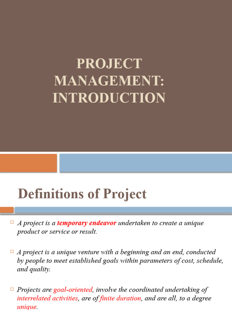 Project Management-Introduction | Download Free PDF | Project Management | Strategic Management