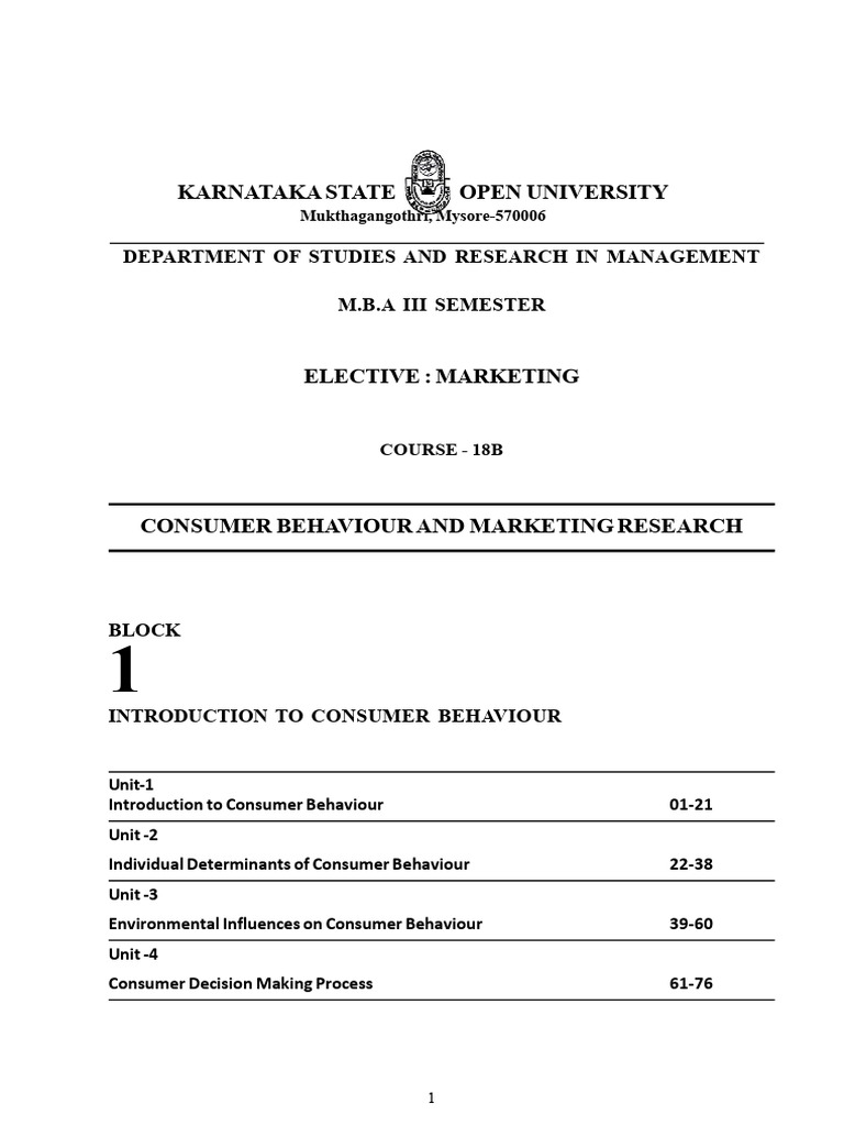 Consumer Behaviour And Marketing Research Pdf Consumer Behaviour Behavior