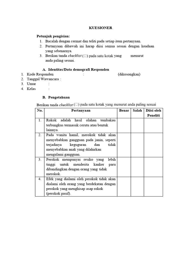 KUESIONER | PDF | Karier & Perkembangan | Pengembangan Diri