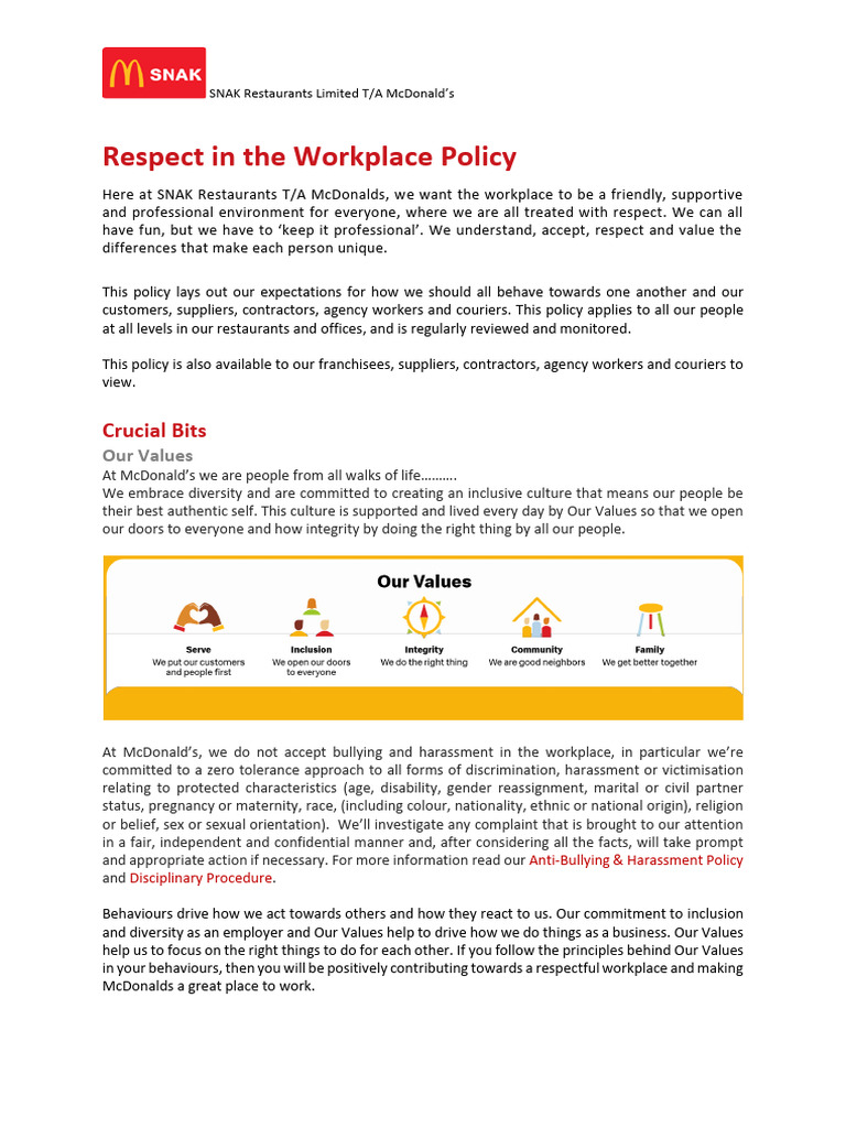 Respect in the Workplace Policy | PDF | Sexual Harassment | Cyberbullying