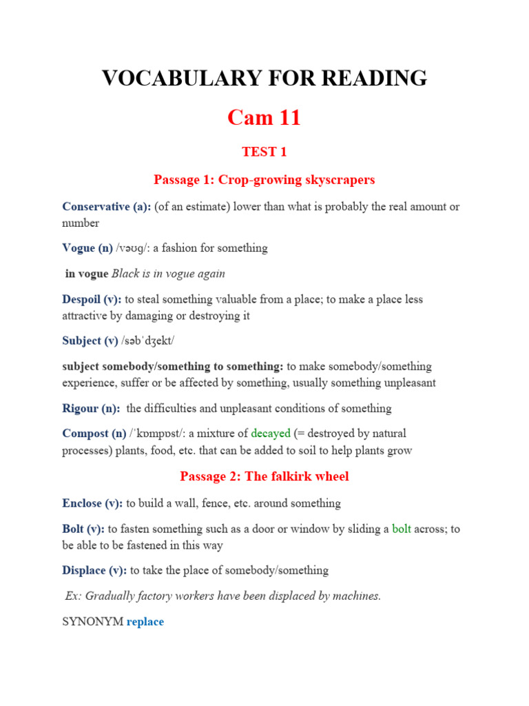 Vocabulary For Reading | PDF | Sexual Arousal | Reason