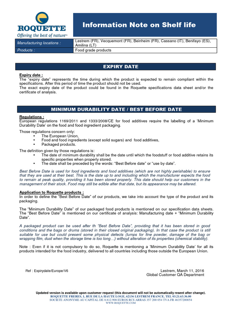 Exp Date - Expiry Date - Minimum Durability | PDF | Shelf Life | Food ...