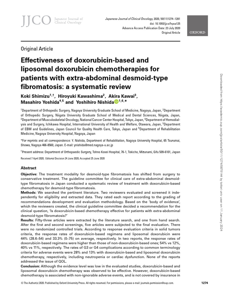 Desmoid Type Tumor DOX Japan | PDF | Chemotherapy | Systematic Review