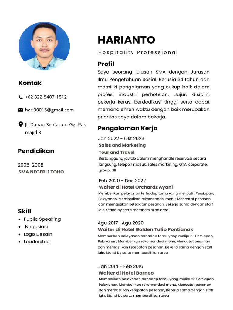 CV Harianto | PDF | Karier & Perkembangan