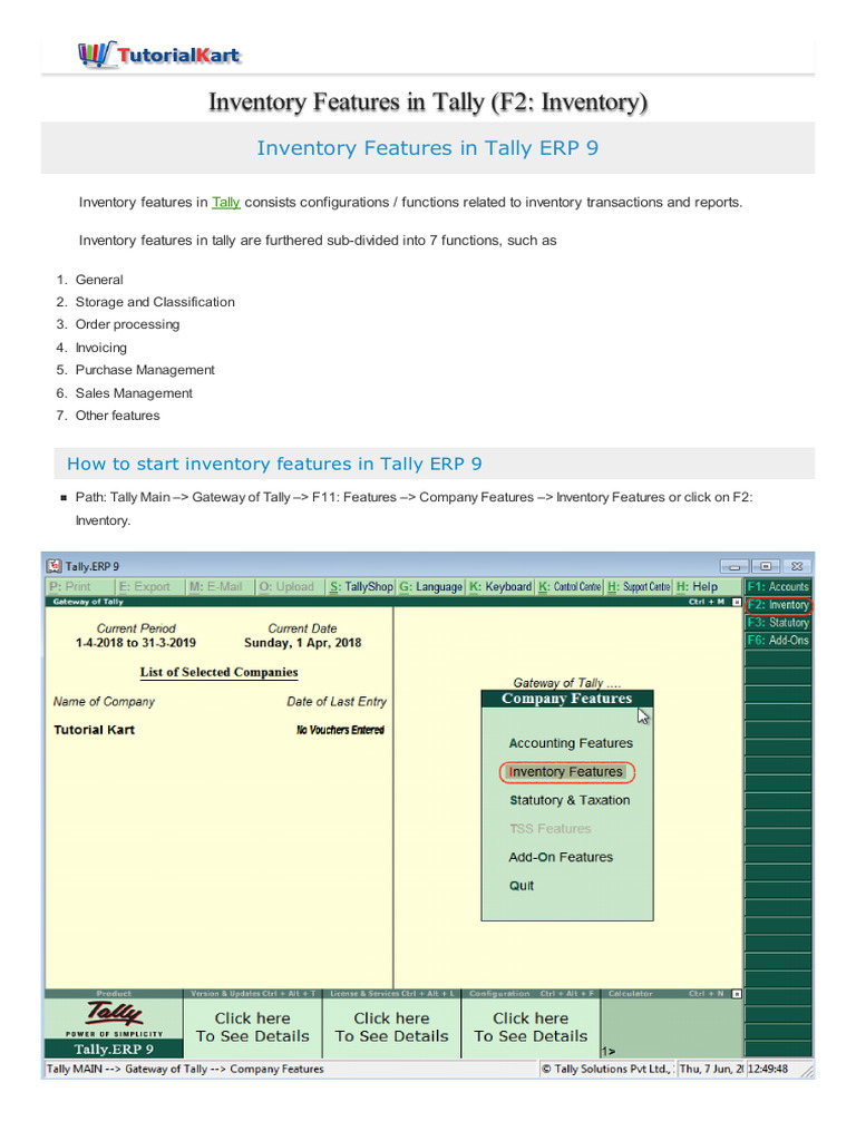 inventory-features-in-tally | PDF | Inventory | Invoice