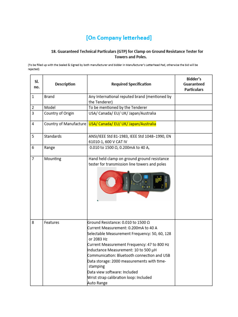 18.GTP_Clamp on Ground Resistance Tester for Towers and Poles | PDF ...