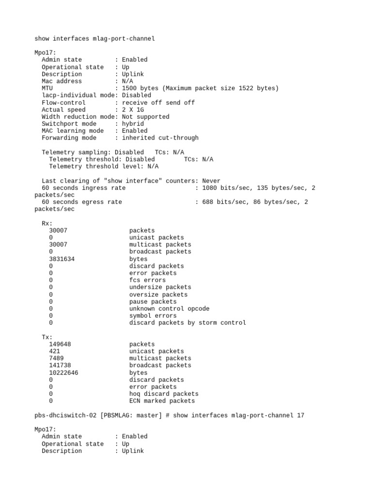 MLAG Port Channel Interface Status | PDF | Data Transmission | Computer ...