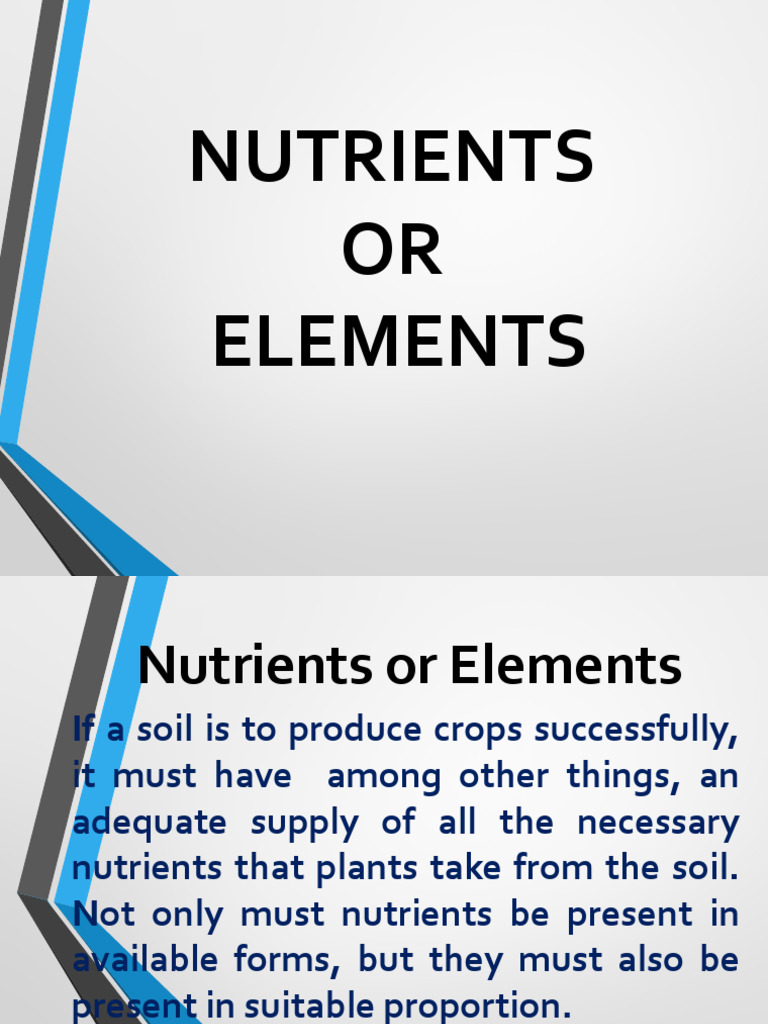 Nutrients or Elements | PDF | Plant Nutrition | Biochemistry