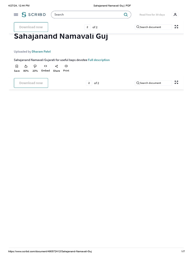 Sahajanand Namavali Guj - PDF | PDF | Scribd | Cyberspace