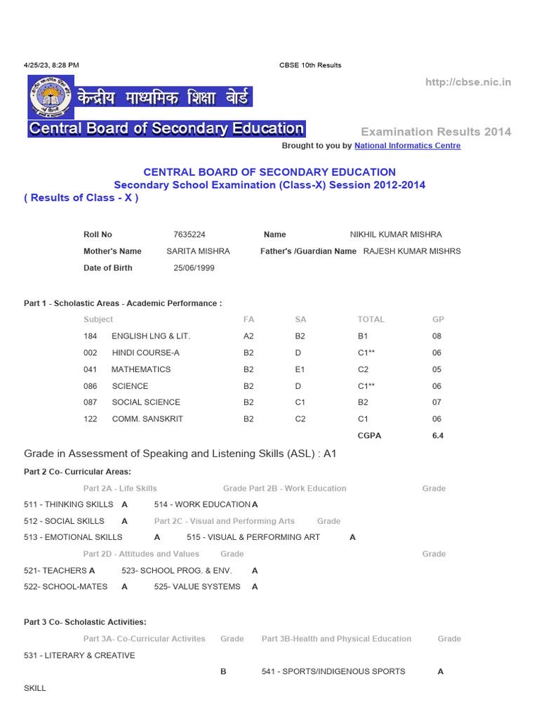 CBSE 10th Results | PDF | Student Assessment And Evaluation | Secondary ...