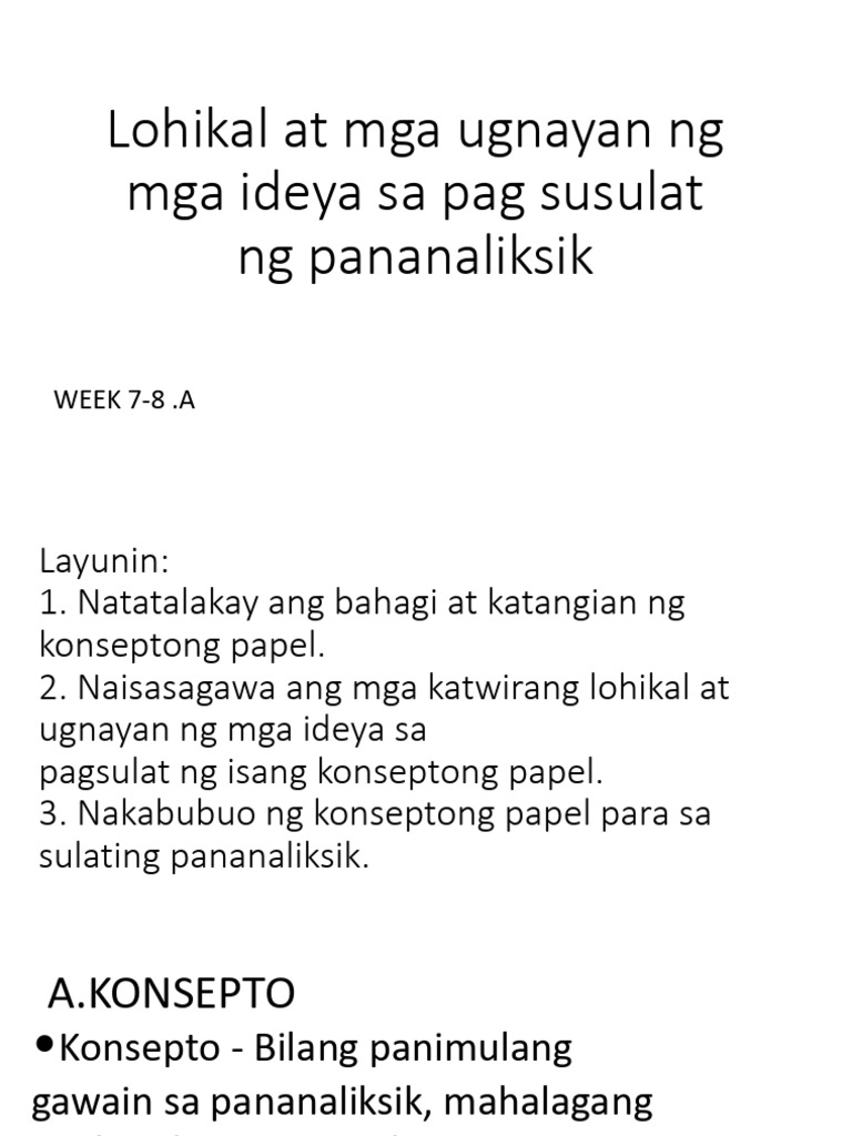 Lohikal at Mga Ugnayan NG Mga Ideya Sa Pag Susulat NG Pananaliksik | PDF