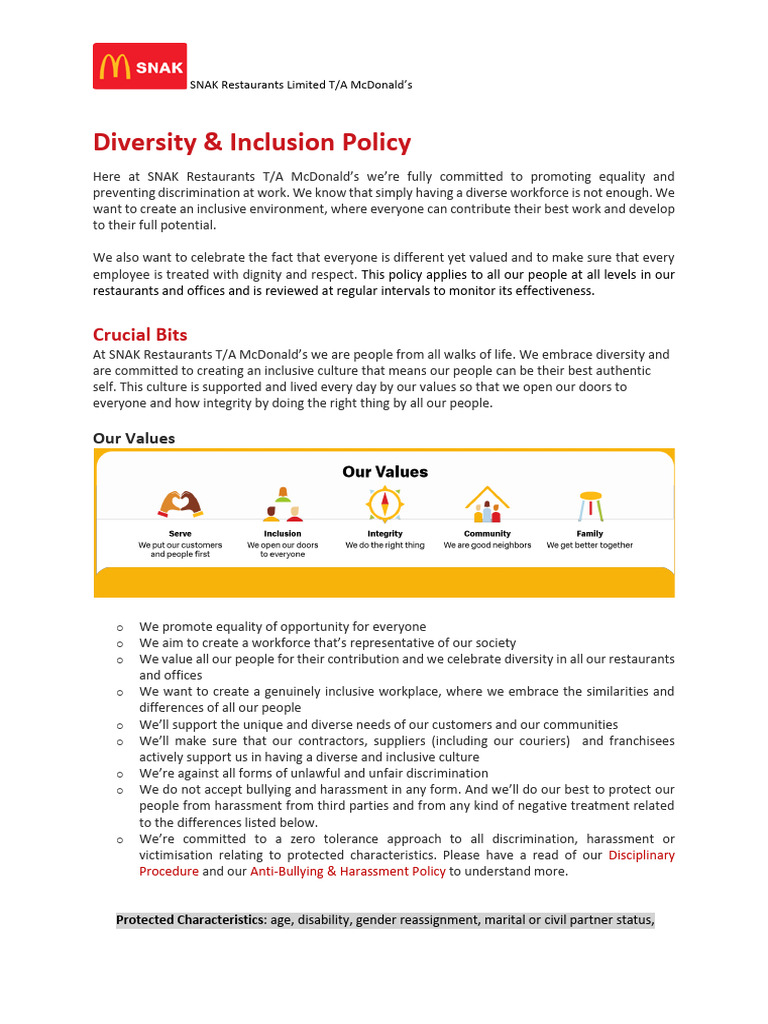 Diversity Inclusion Policy | PDF | Sexual Harassment | Social Psychology