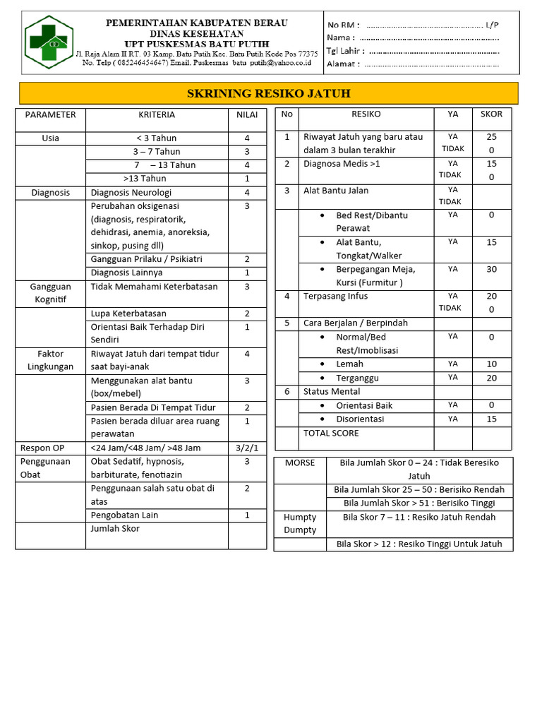 Form Skrining Risiko Jatuh | PDF
