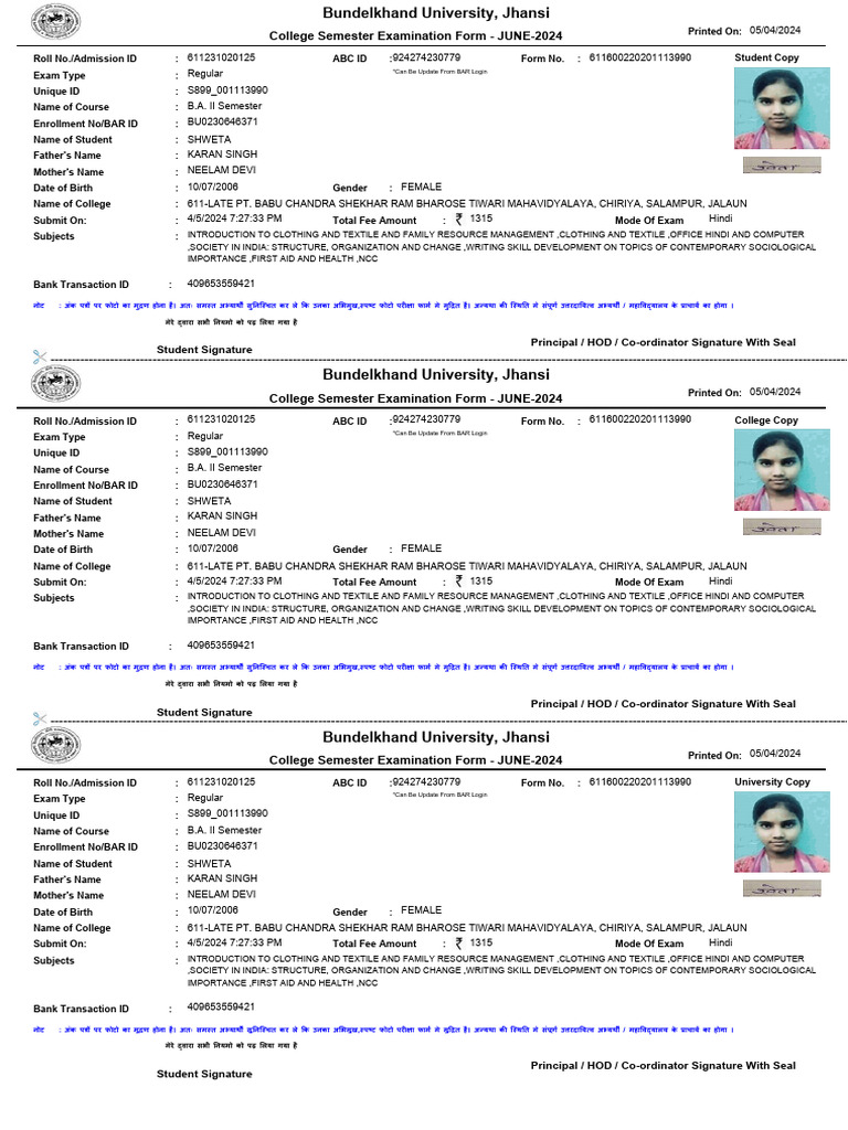 Sem Candidate Details | PDF