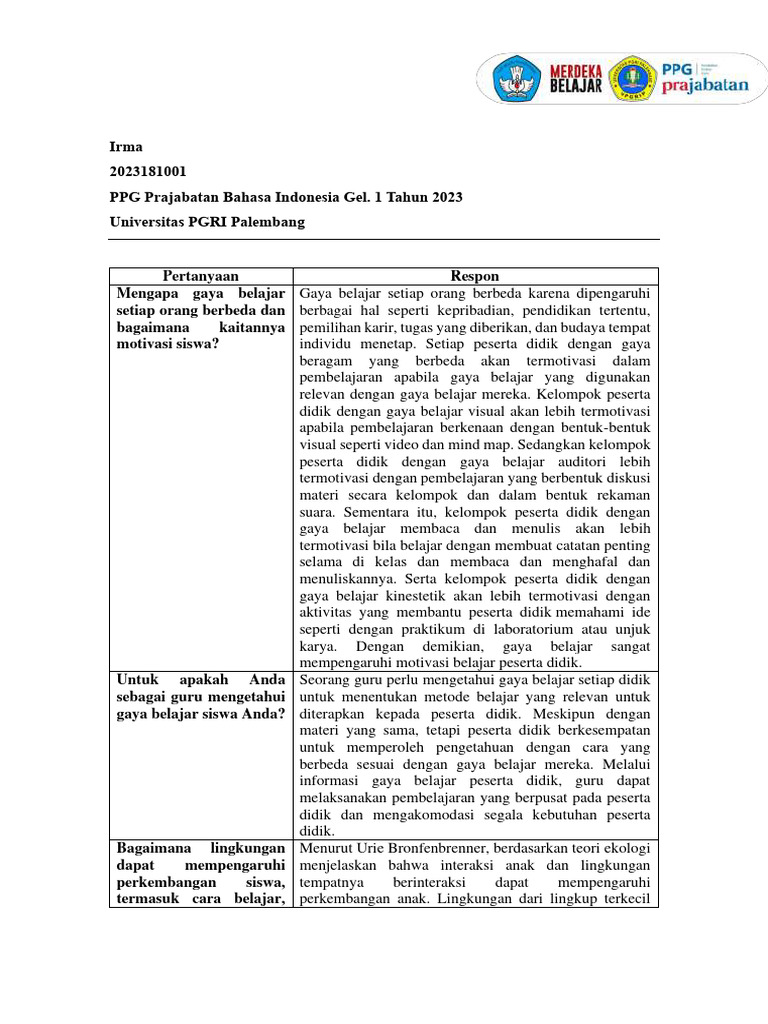 Irma - Eksplorasi Konsep - Topik 4 - PSE | PDF