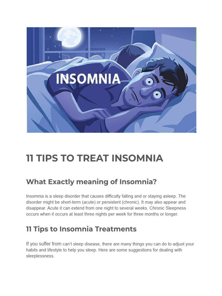 11 Tips To Treat Insomnia | PDF | Insomnia | Sleep