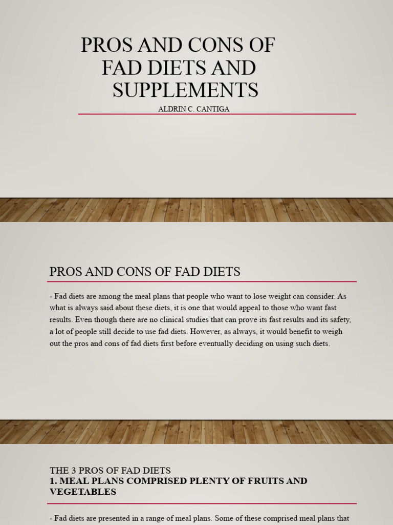 Pros and Cons of Fad Diets and Supplements | PDF | Dieting | Weight Loss