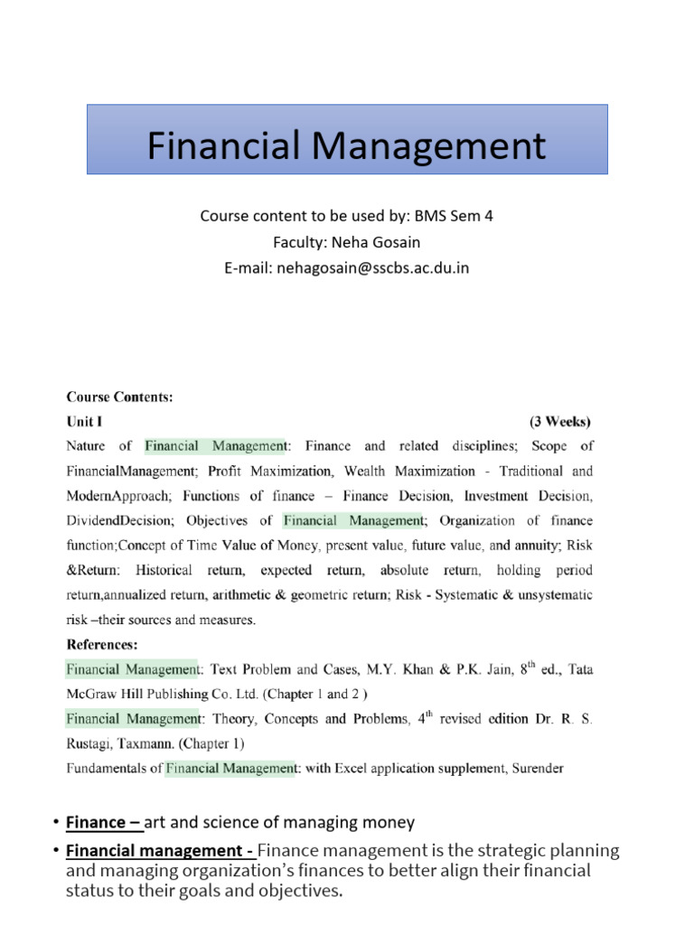 Financial Managament Session 1 | PDF | Present Value | Investing