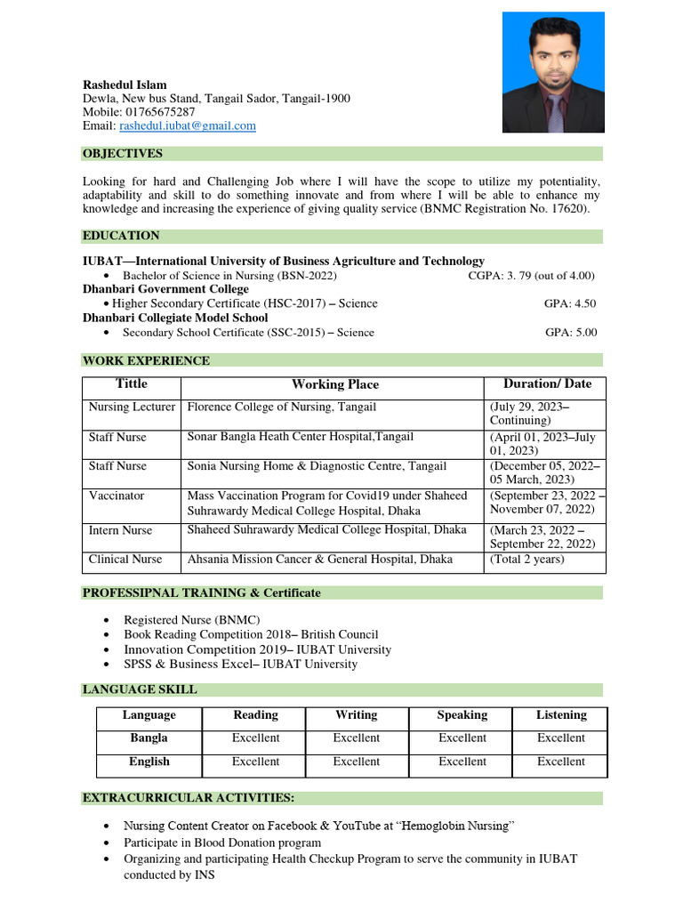 Final CV_Rashedul Islam | PDF | Nursing | Health Care