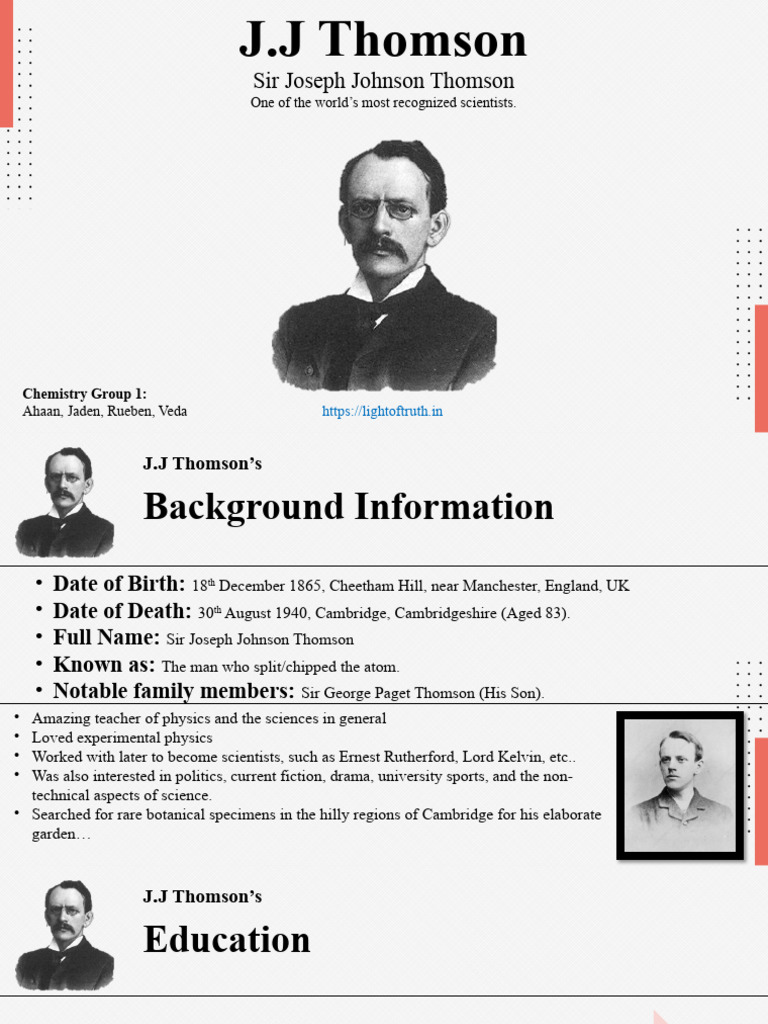 Chemistry Presentation J.J Thomson | PDF | Electron | Physics