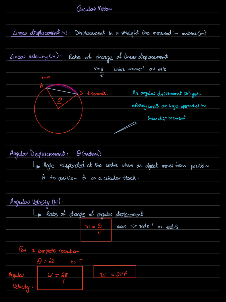 Circular Motion | PDF | Angle | Velocity
