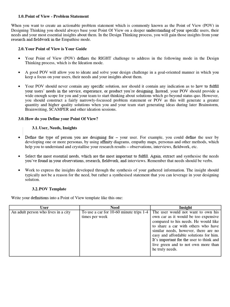 Point of View | PDF | Design Thinking | Cognition
