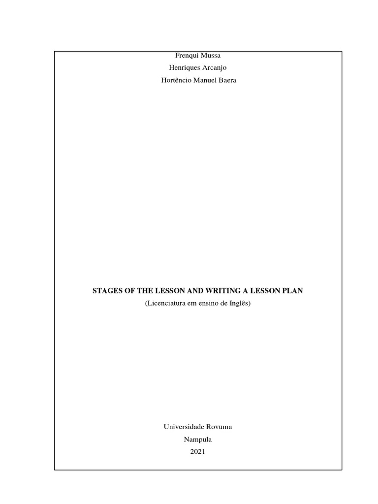 Stages of The Lesson | Download Free PDF | Teachers | Lesson Plan