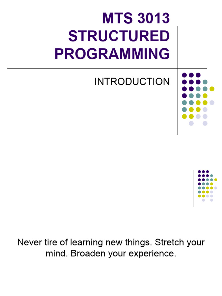 MTS 3013 Structured Programming | Download Free PDF | Algorithms | Computer Programming