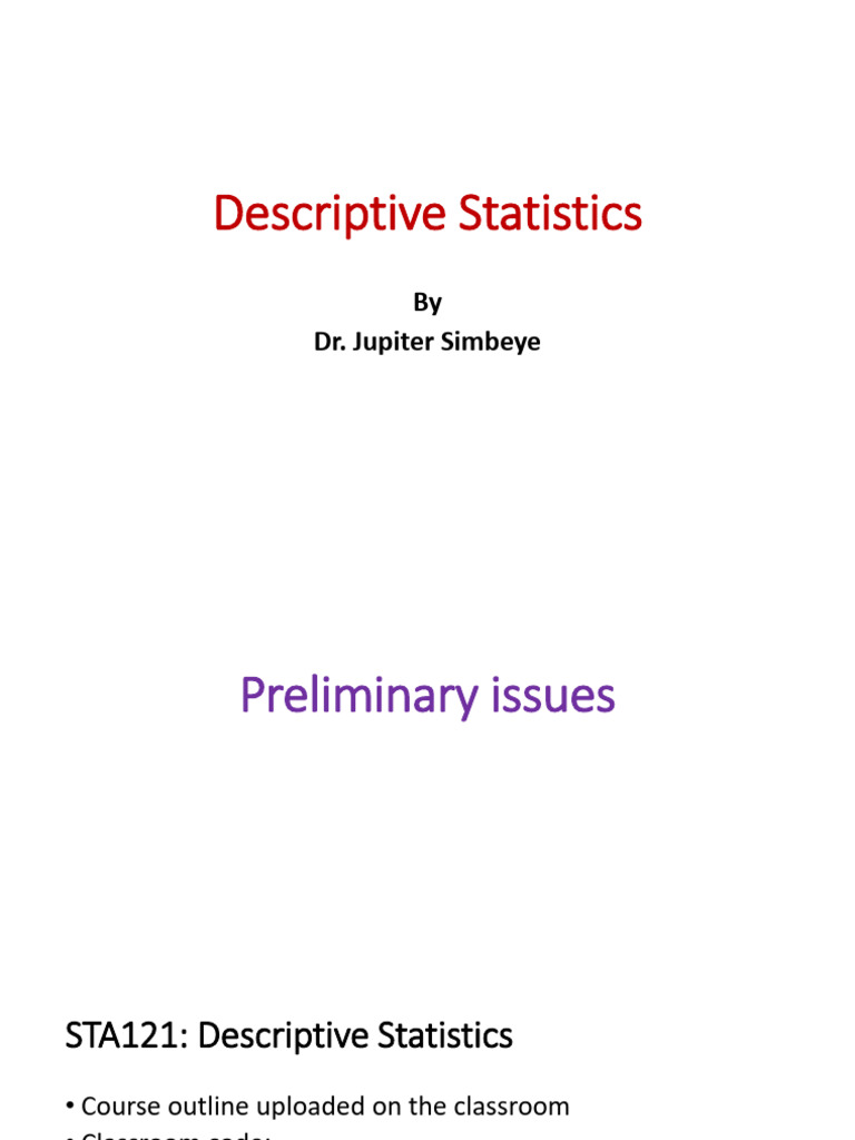 Lect 1 Descriptive Statistics Pdf Statistics Descriptive Statistics
