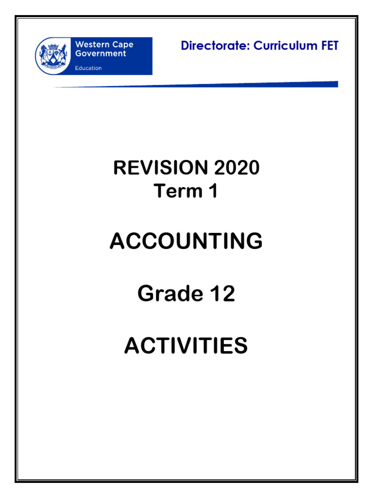 2020 Accounting Revision Term1 ACTIVITIES ENG v2 1 | PDF | Debits And ...