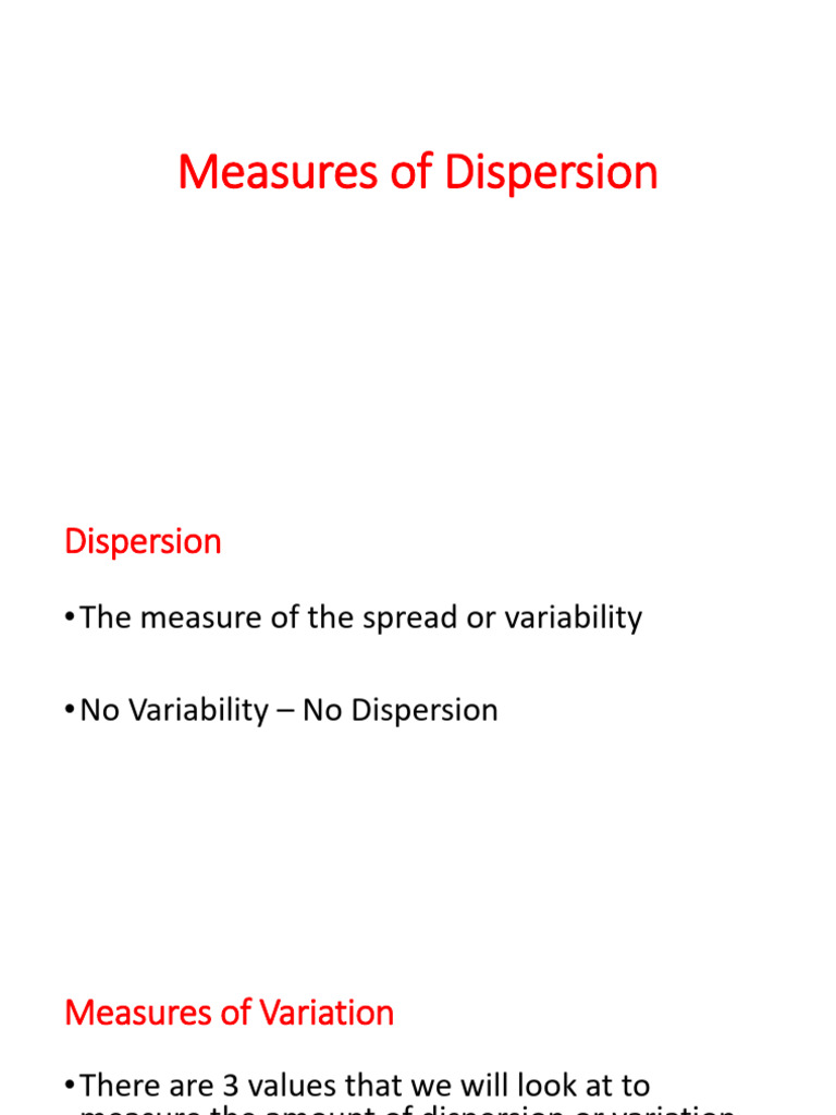 Measures of Dispersion | PDF | Variance | Quantile
