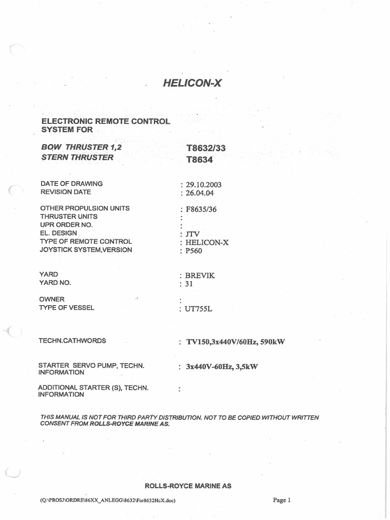 Electronic Remote Control System For Bow & Stern Thrusters | PDF