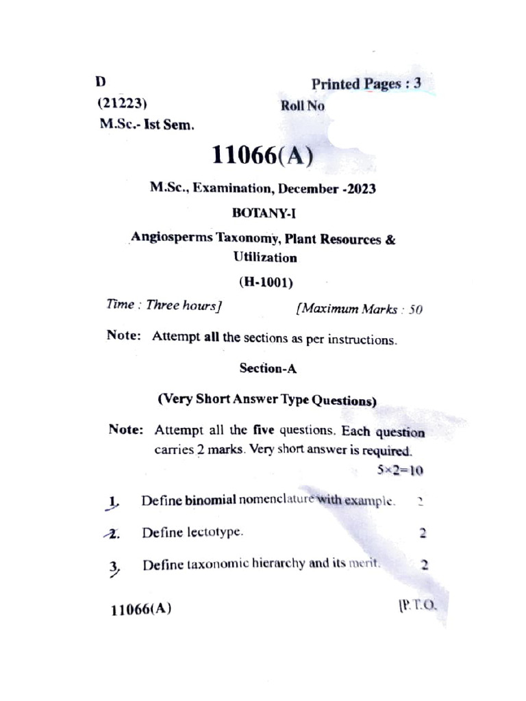 MSC Botany 1 CCSU | PDF | Taxonomy (Biology) | Botanical Nomenclature