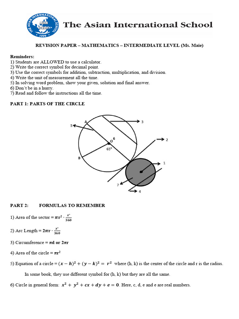 REVISION PAPER - Intermediate | PDF