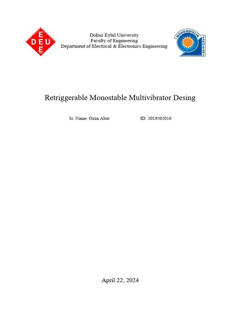 Retriggerable Monostable Multivibrator | PDF | Electrical Components ...