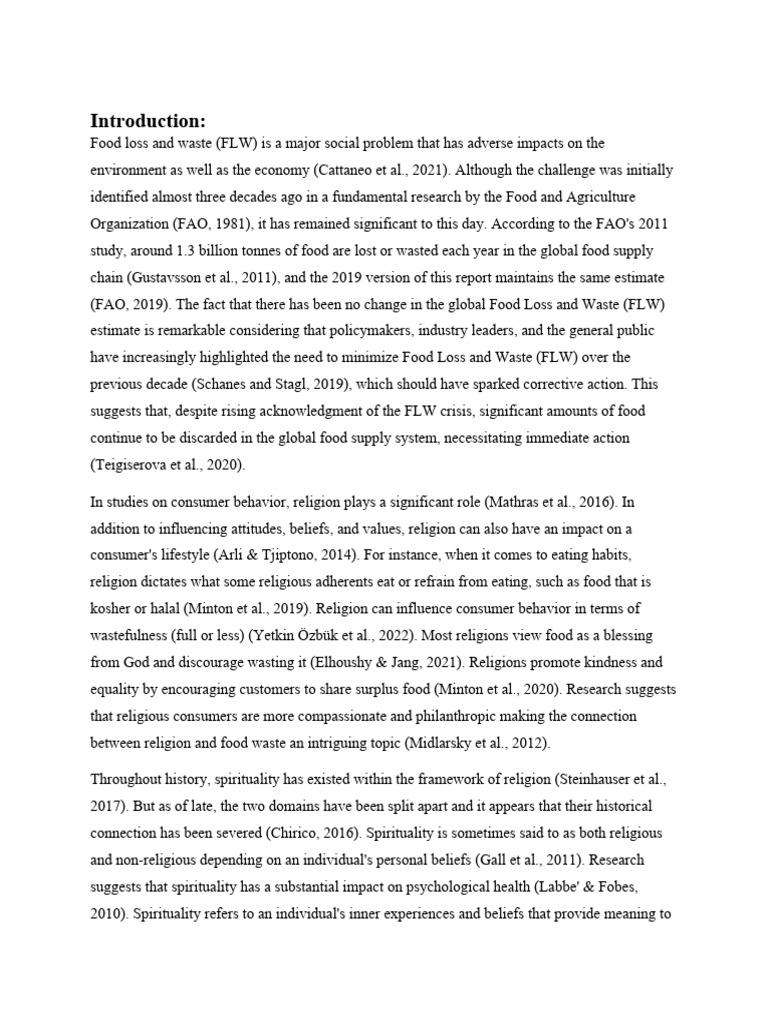 Food Waste Intro | PDF | Spirituality | Attitude (Psychology)