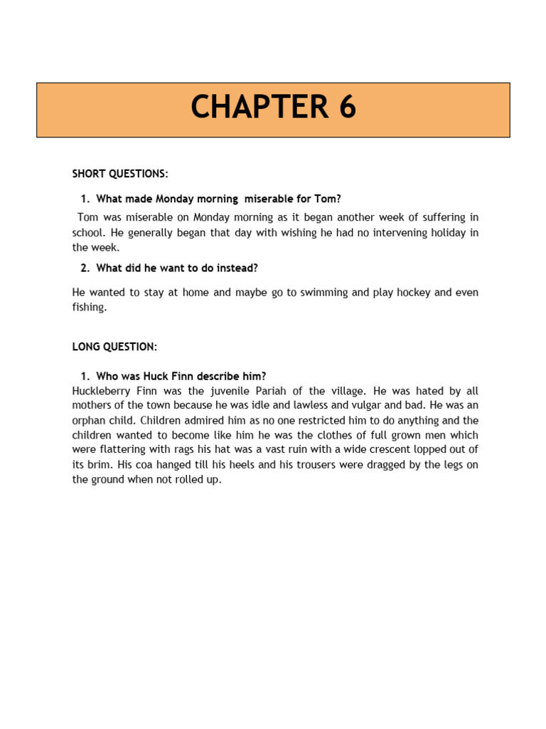 Tom Sawyer 6 - 10 | PDF | The Adventures Of Tom Sawyer | Huckleberry Finn