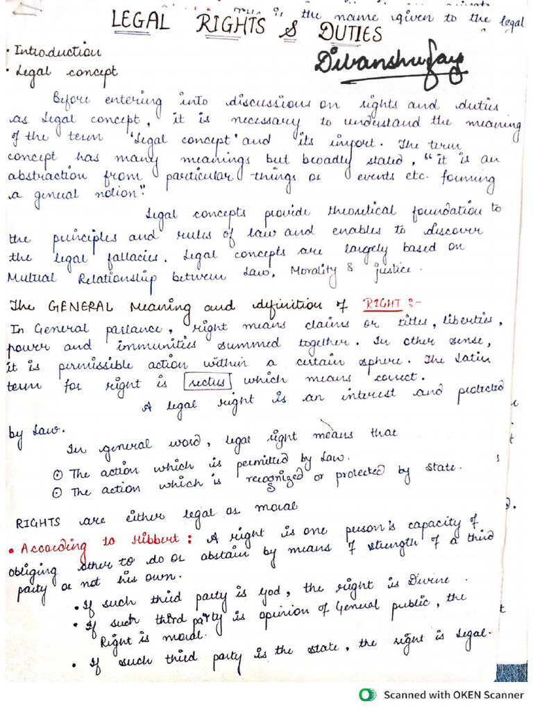 Legal Rights and Duties by Dibanshu Garg | PDF