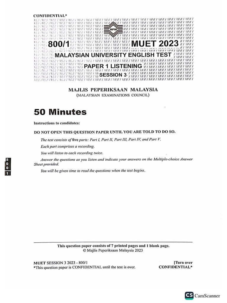 MUET Session 3 2023 - Listening | PDF