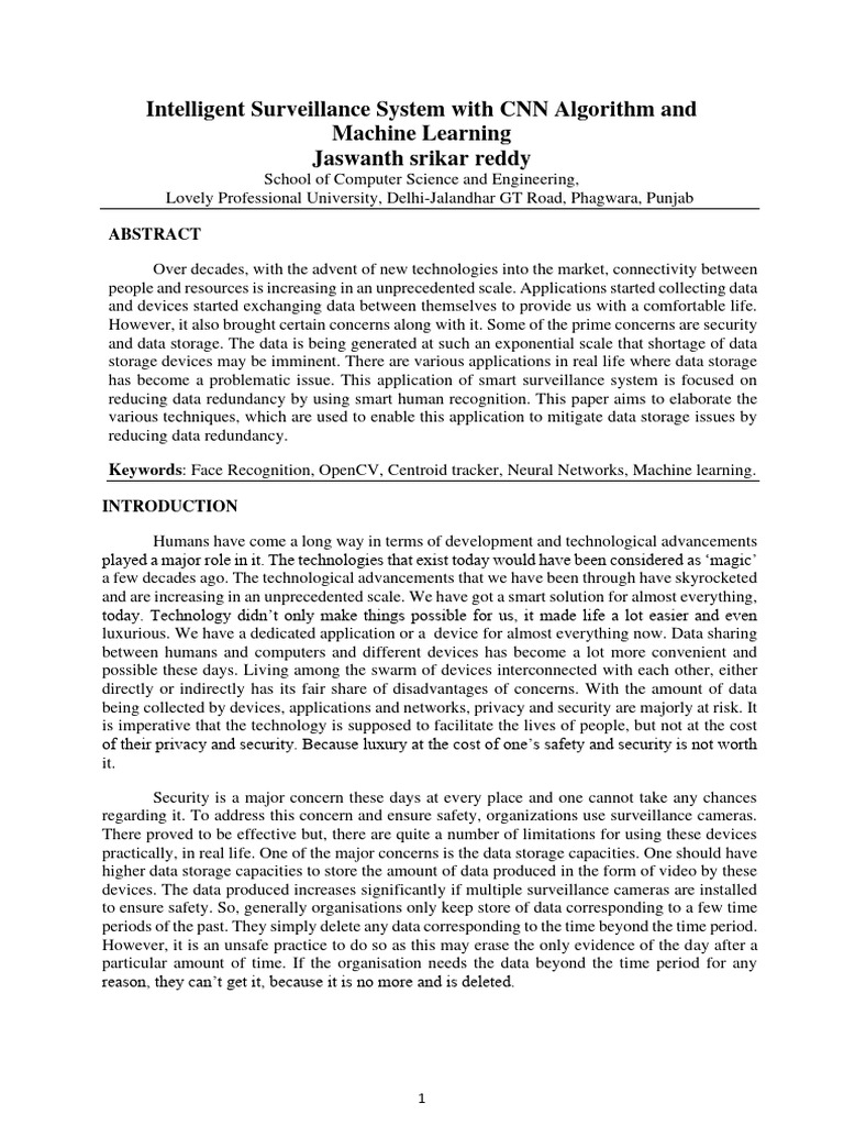 Intelligent Surveillance System With Machine Learning Pdf Artificial Neural Network
