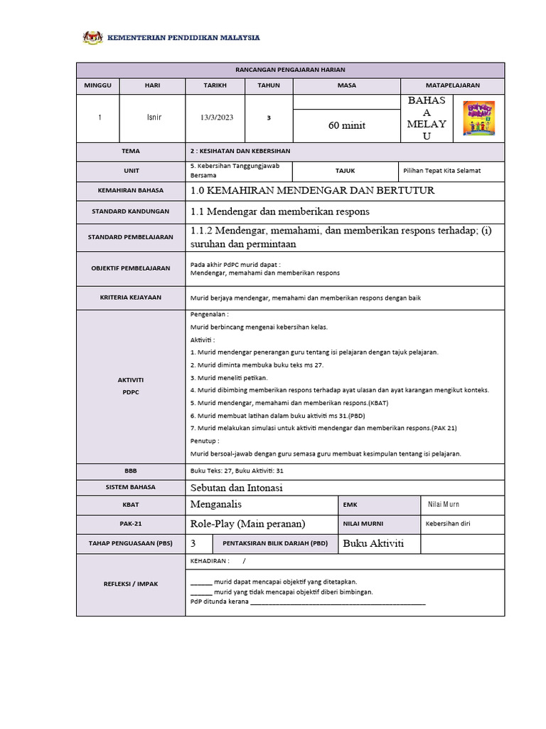 RPH BM THN 3 PDPC Unit 5 | PDF