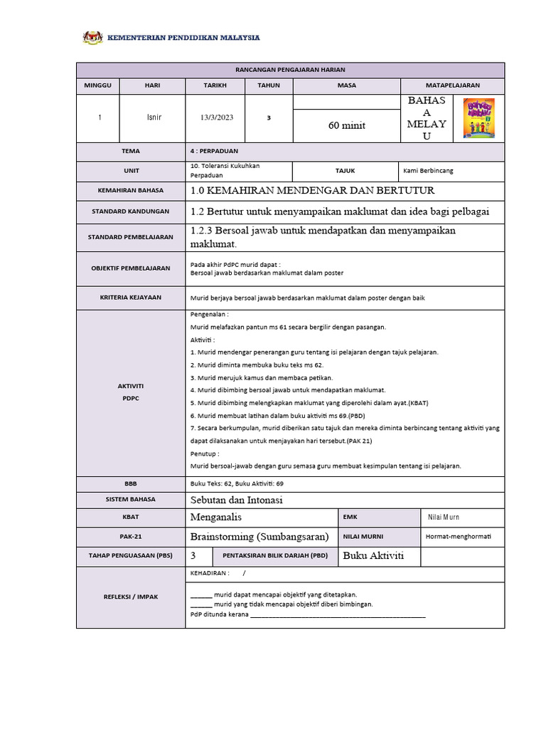RPH BM THN 3 PDPC Unit 10 | PDF